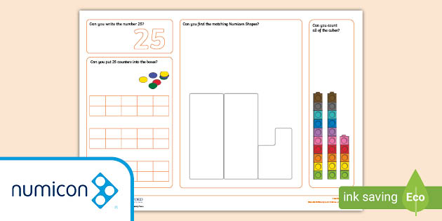All About Number 25 Activity Mat with Numicon Shapes